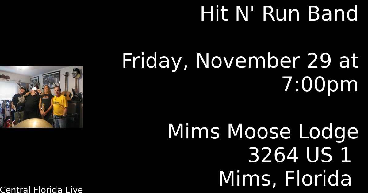 Hit N' Run Band at Mims Moose Lodge, 2019-11-29 - Central Florida Live
